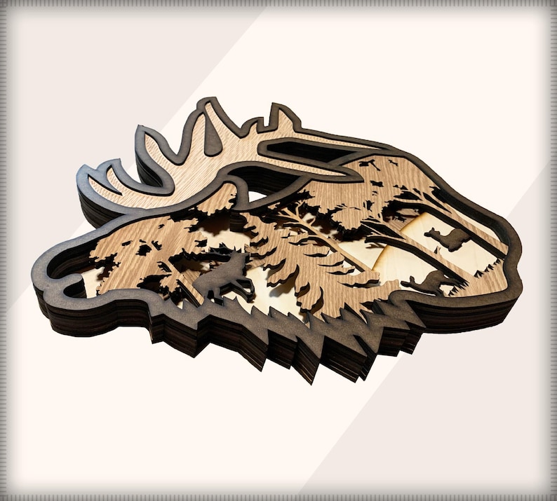 Elk Shadow Box - Laser Engraved and Cut - Etsy