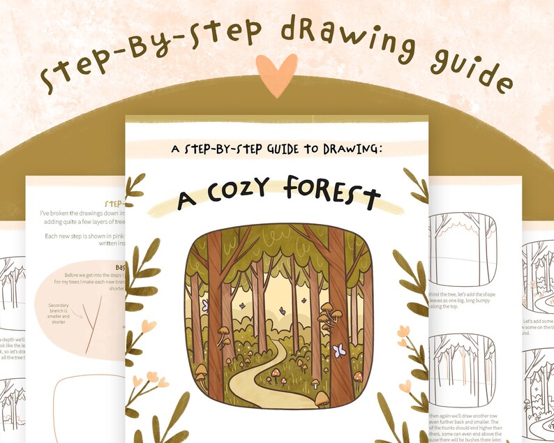 How to Draw A Cozy Forest Digital Step-by-step Drawing Guide - Etsy