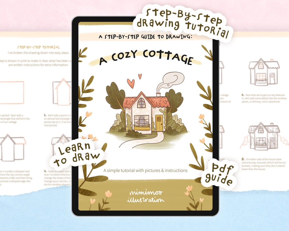 How to Draw A Cozy Cottage | Digital Step-by-step Drawing Guide PDF - Etsy