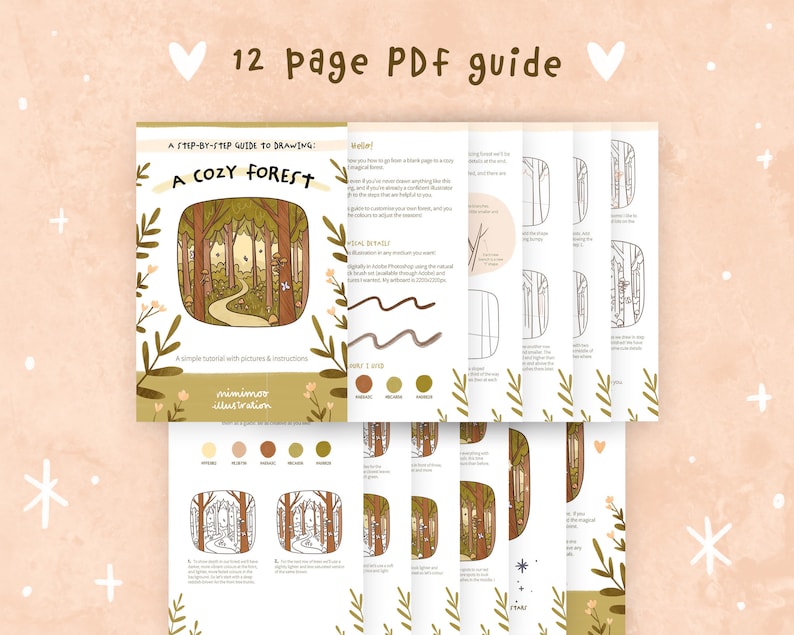 How to Draw A Cozy Forest Digital Step-by-step Drawing Guide - Etsy