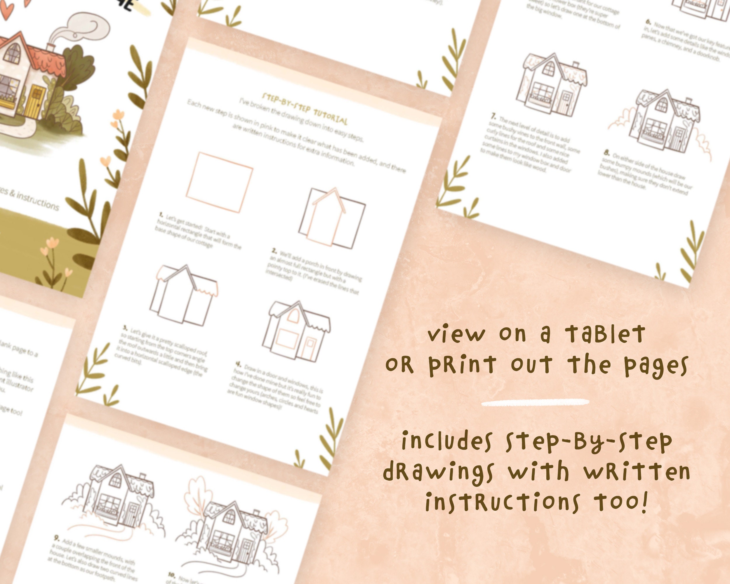 How to Draw A Cozy Cottage | Digital Step-by-step Drawing Guide PDF ...