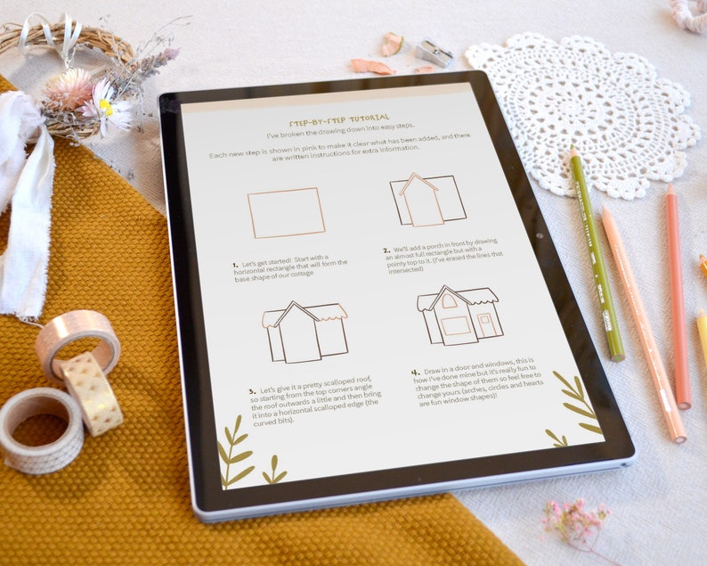 How to Draw A Cozy Cottage | Digital Step-by-step Drawing Guide PDF ...