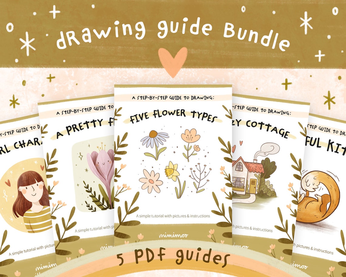 How to Draw BUNDLE Pack of 5 Digital Step-by-step Drawing - Etsy