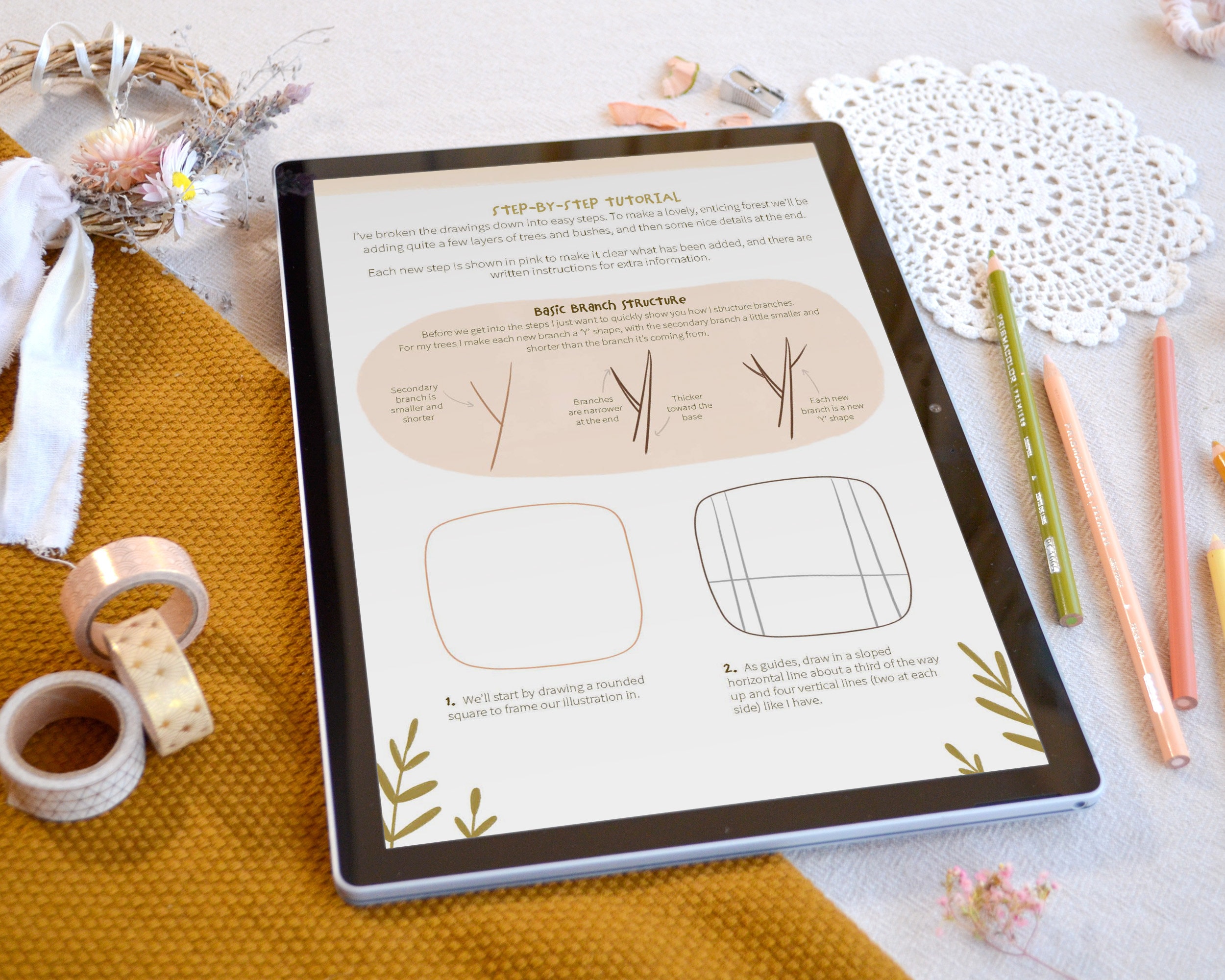 How to Draw A Cozy Forest Digital Step-by-step Drawing Guide - Etsy