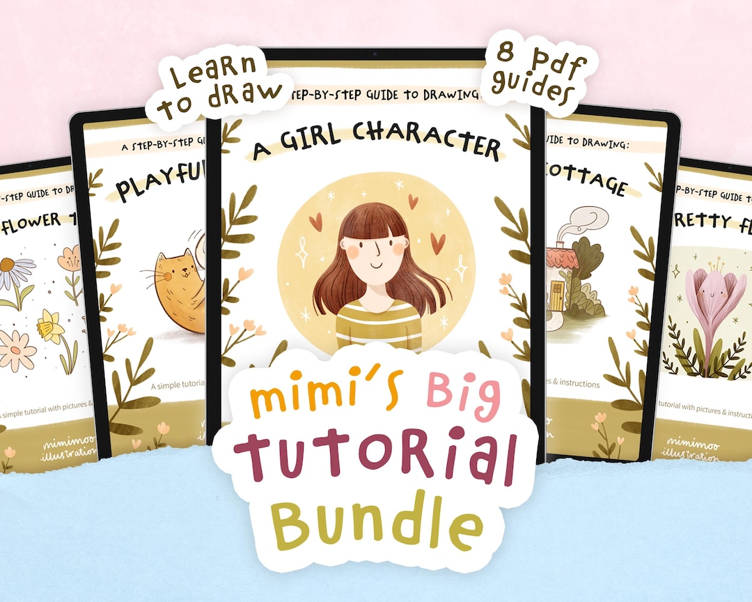 How to Draw BUNDLE | Pack of 8 Digital Step-by-step Drawing Guide Pdfs ...