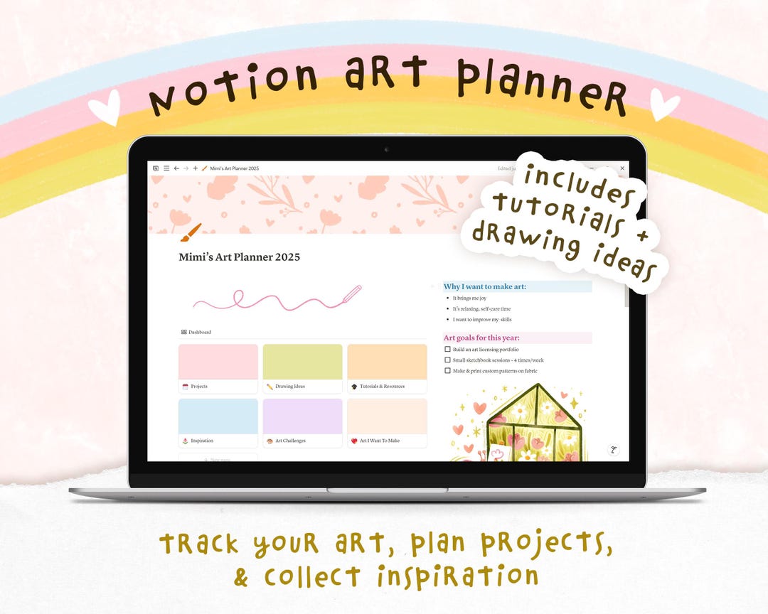 Notion Template for Artists | Drawing Ideas Planner & Art Challenges - Etsy