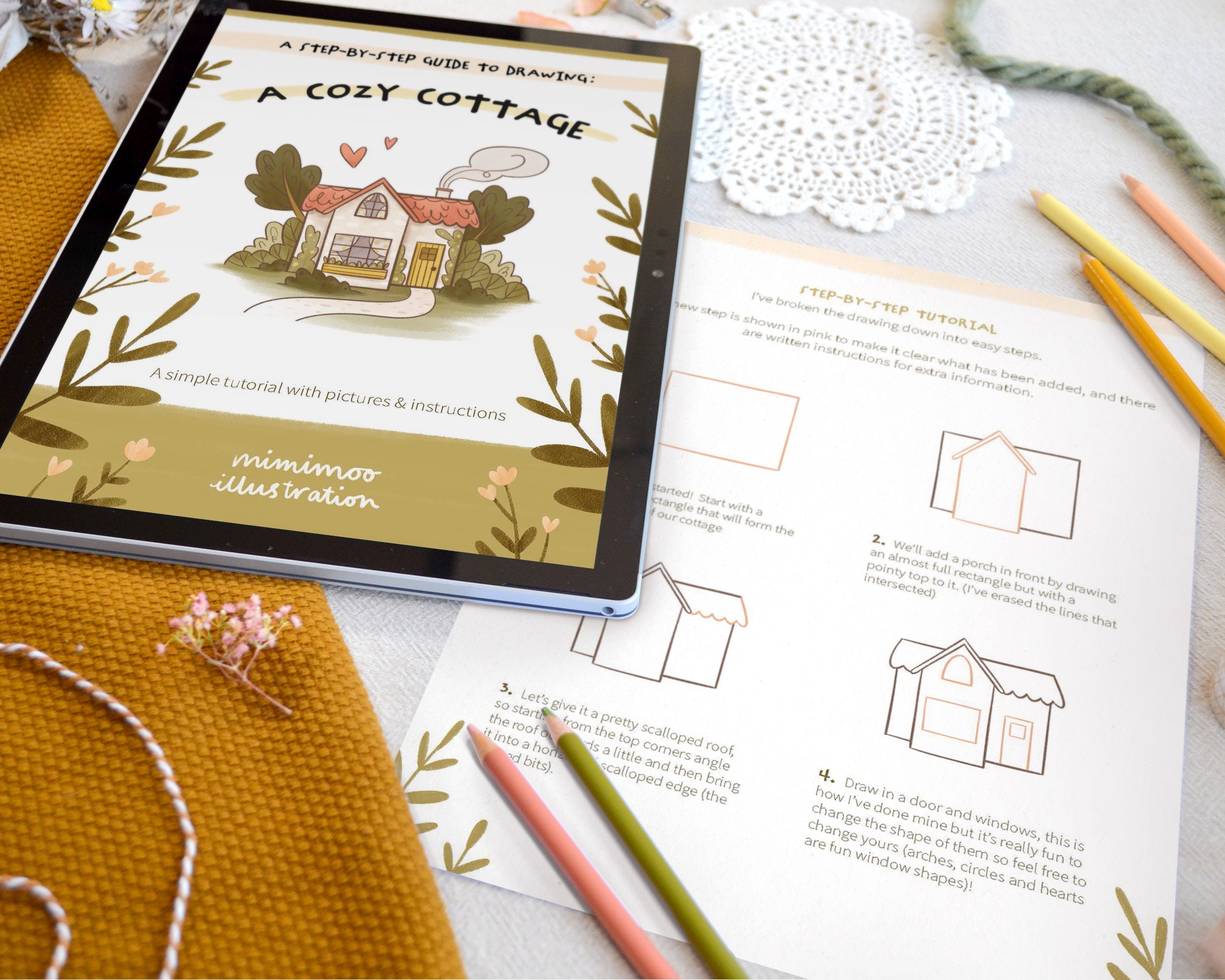How to Draw A Cozy Cottage Digital Step-by-step Drawing - Etsy Australia