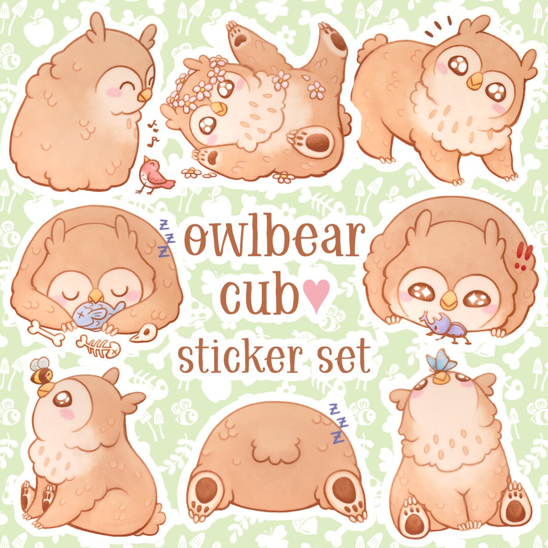 Owlbear Cub Sticker Set | Cute Dnd Monsters | Matte Waterproof Vinyl - Etsy