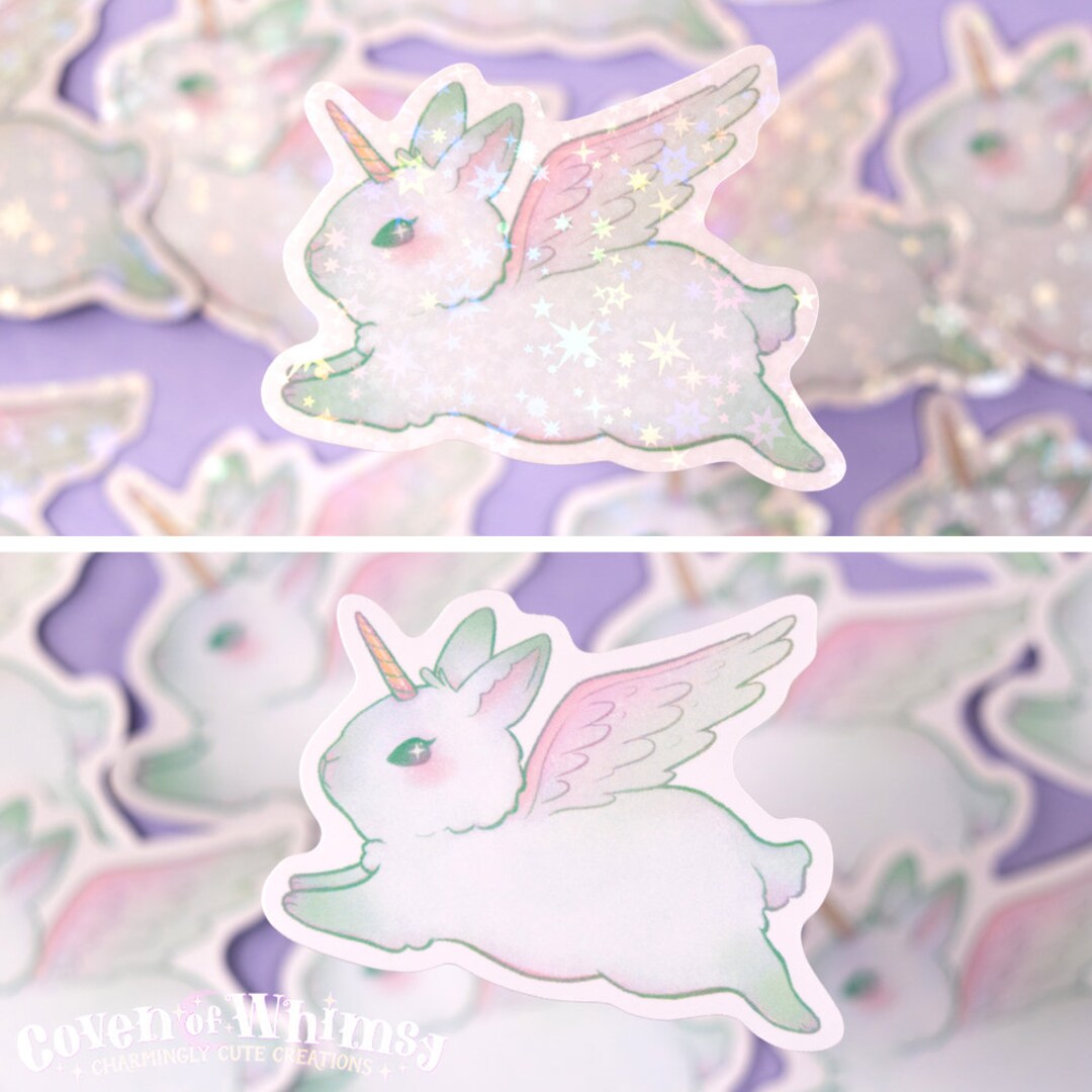 Alicorn Bunnerfly Sticker | Pastel Green Magical Bunny | Matte or ...