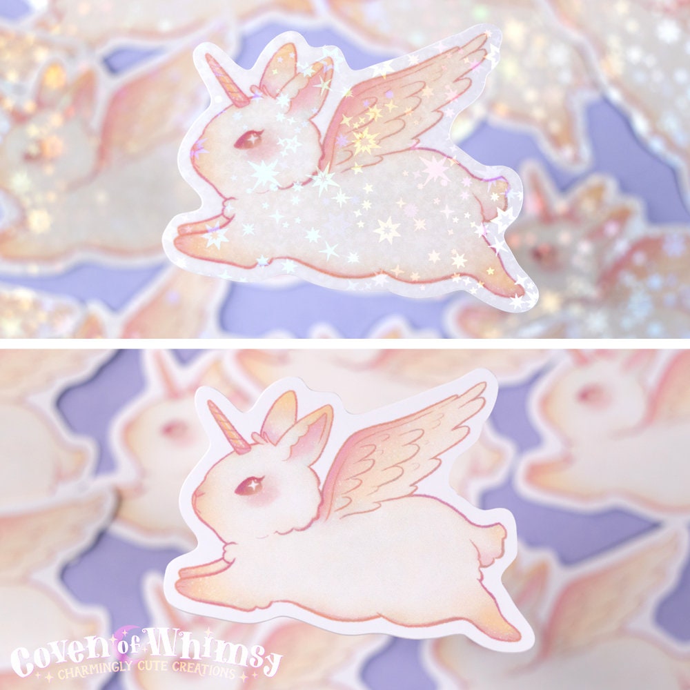 Pastel Alicorn Bunnerfly Sticker Set Waterproof Vinyl Sparkle Holo or ...