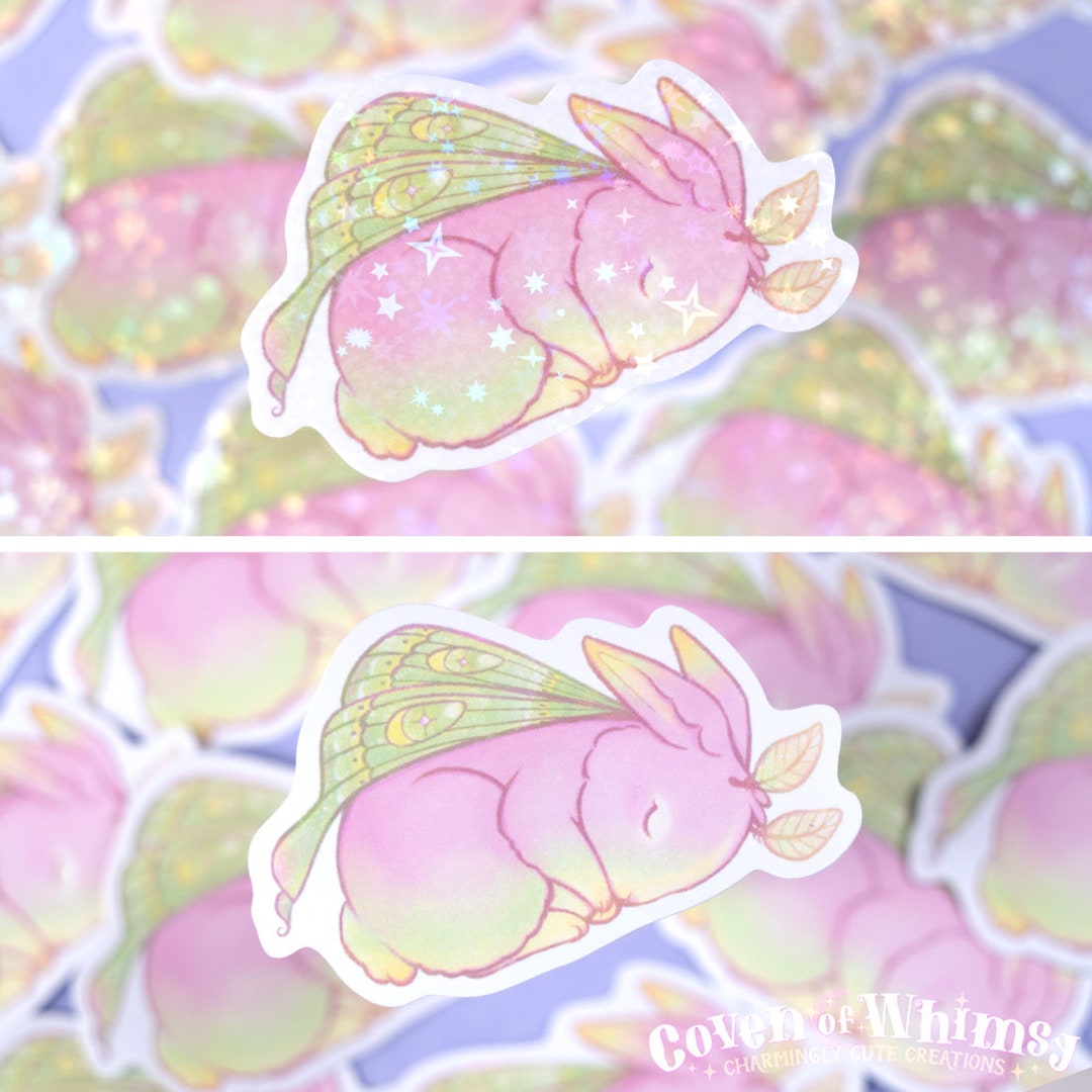 Sleepy Moth Bunnerfly Sticker | Magical Bunny | Matte/glitter ...