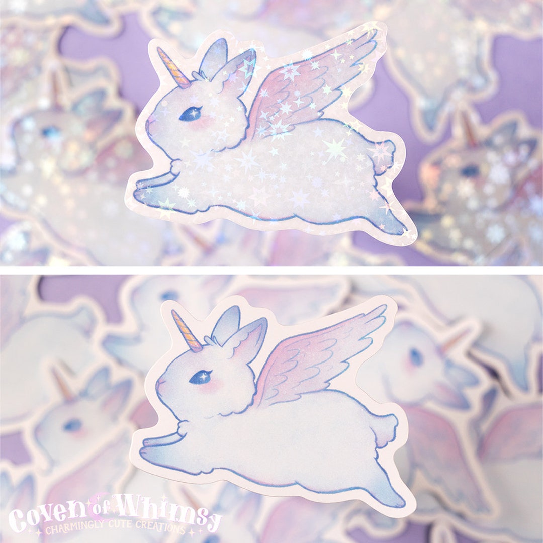 Alicorn Bunnerfly Sticker | Pastel Blue Magical Bunny | Matte or ...