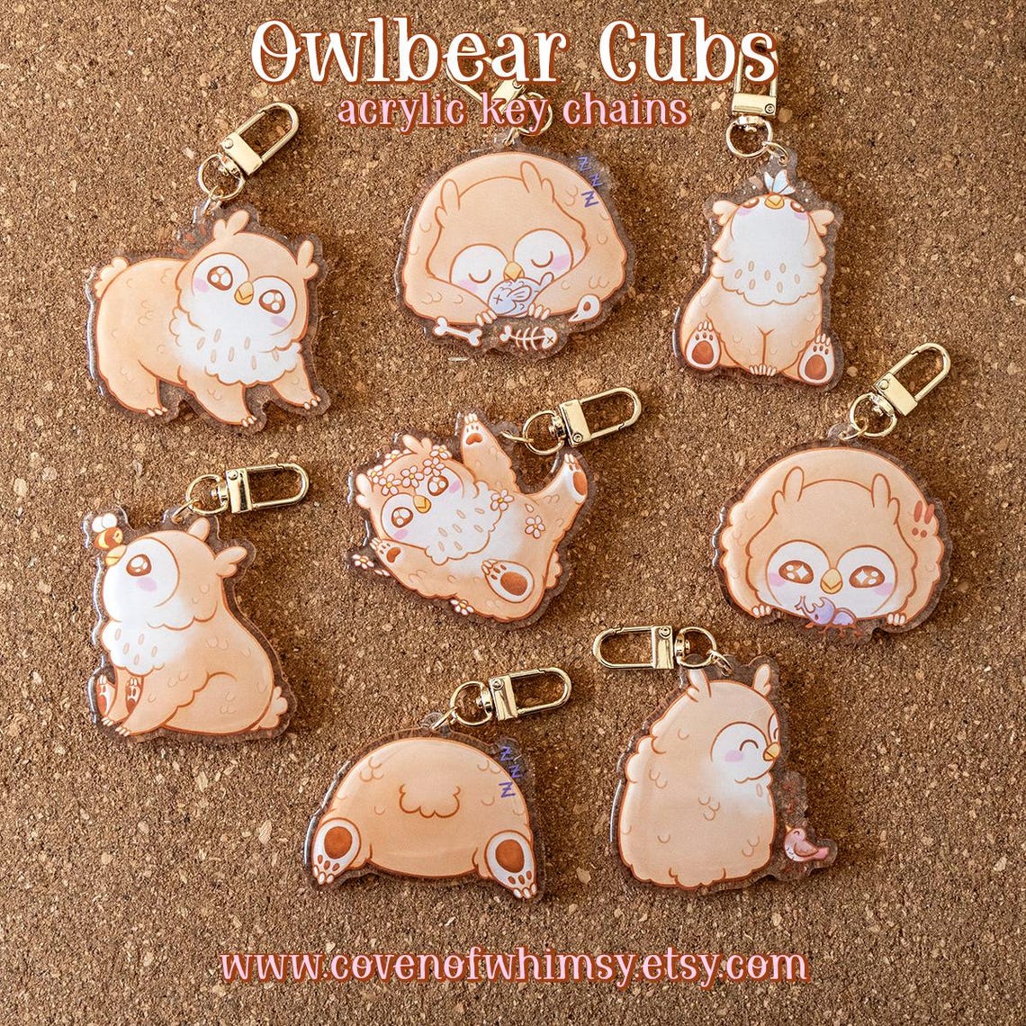 Owlbear Cub & Bumble Bee Acrylic Key Chain | Cute Dnd Monster - Etsy