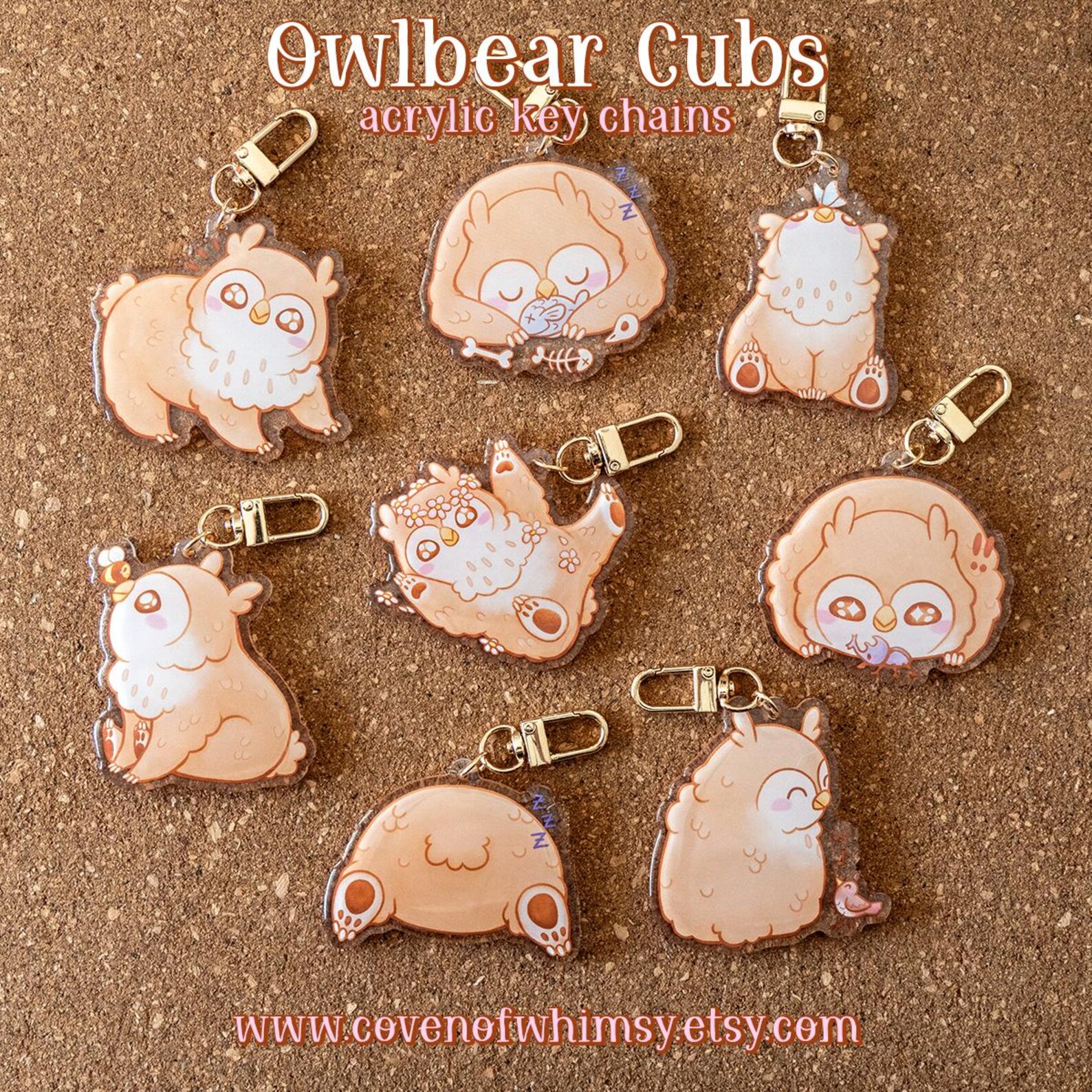 Owlbear Cub & Bumble Bee Acrylic Key Chain | Cute Dnd Monster - Etsy