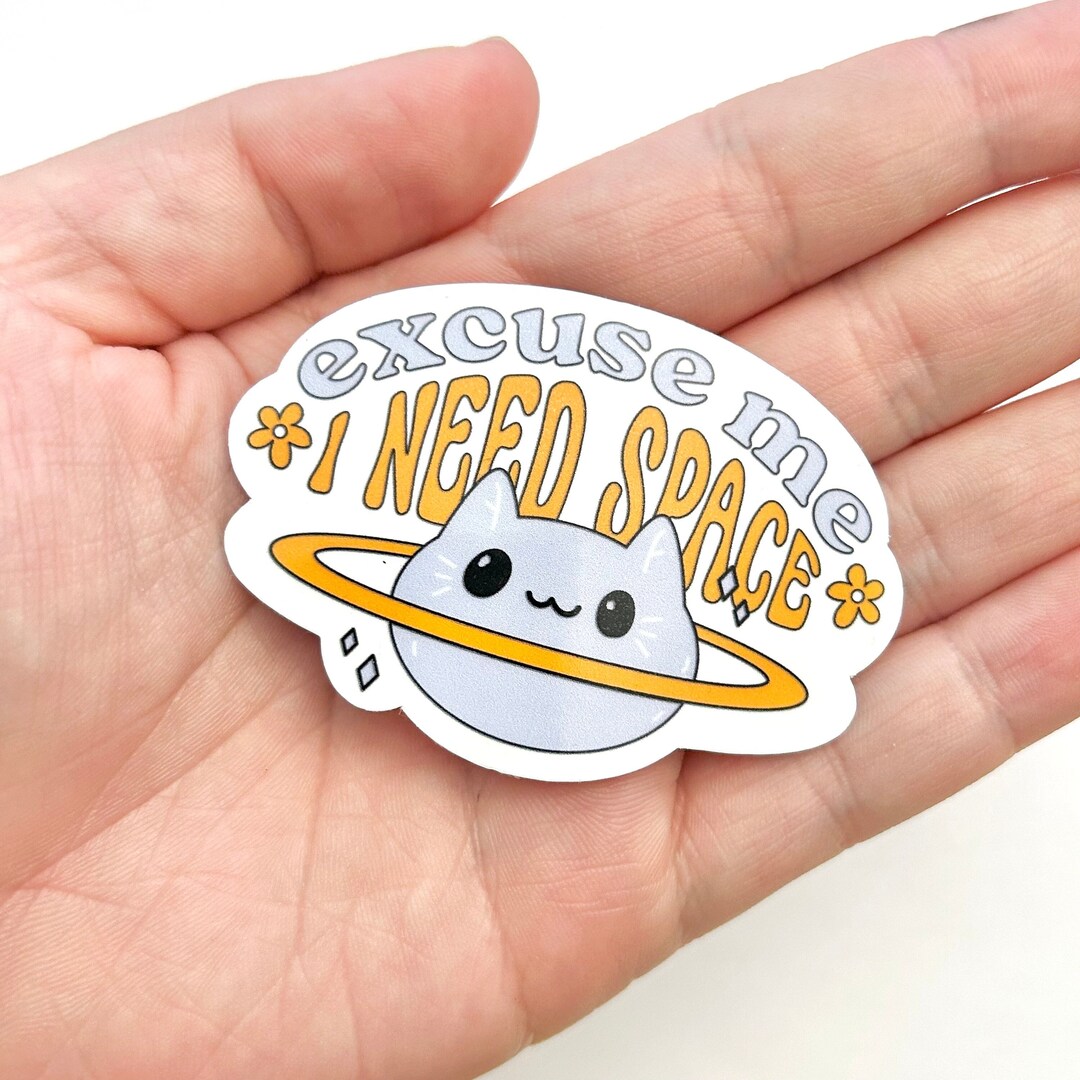 I Need Space Sticker - Cat Planet Sticker - Saturn Space Cat - Purple ...