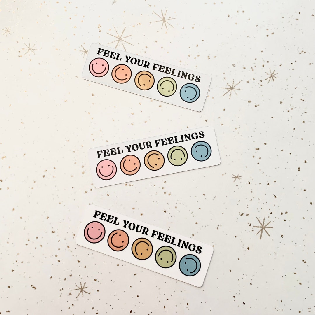 Feel Your Feelings - Happy Face Smile Sticker - Positive Mental Health ...