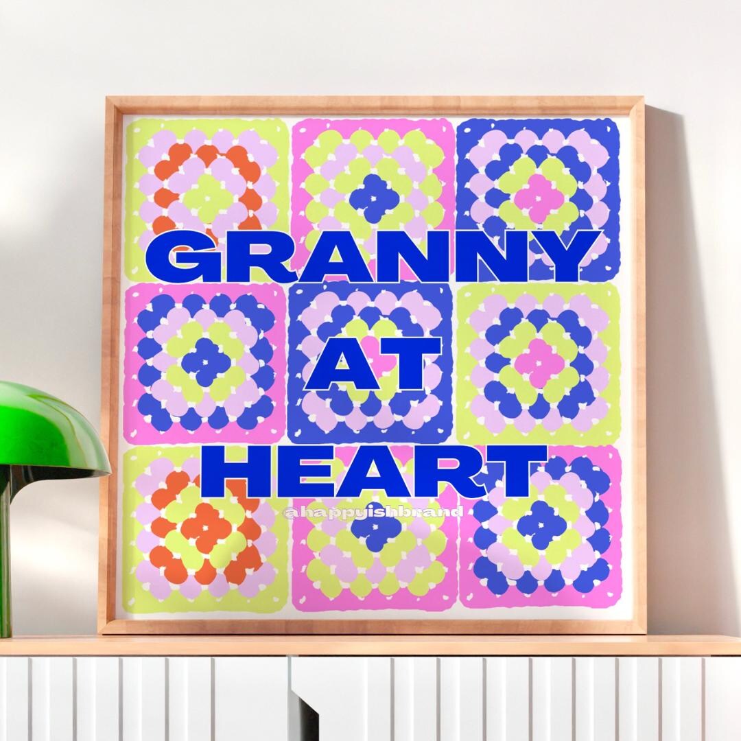 Granny at Heart Physical 8x8" Art Print - Crochet Poster - Granny ...