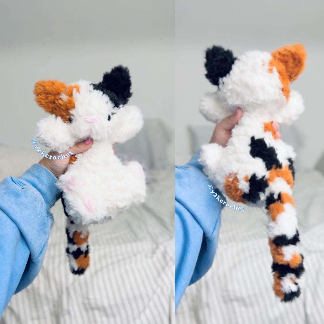 Handmade Crochet Calico Cat Plushie Custom Fluffy Cat Plushies Plushie ...