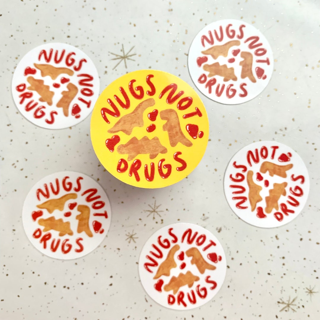 Dino Chicken "nugs Not Drugs" Sticker - Funny Laptop Stickers - Joke ...