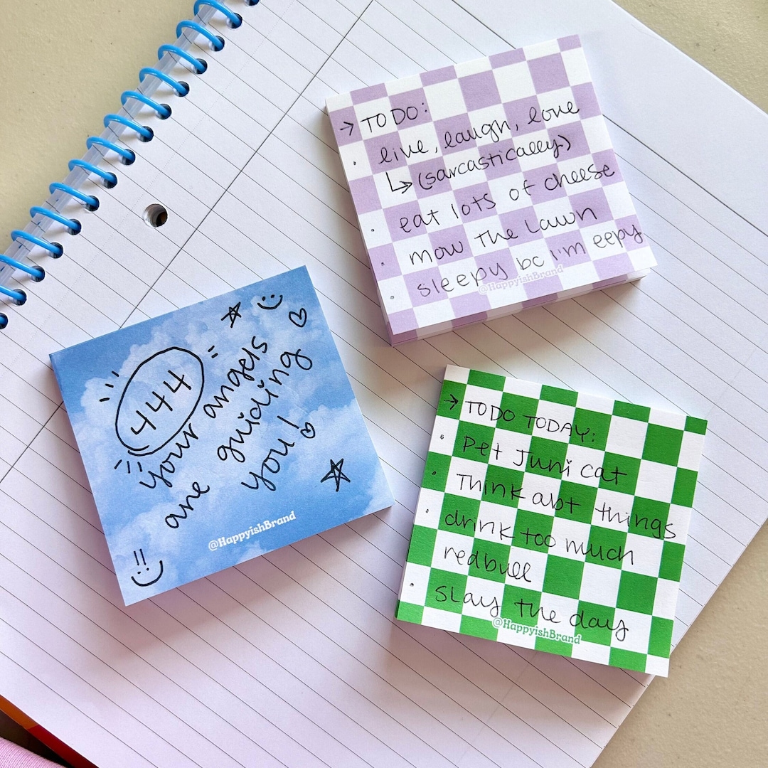 Checkered Sticky Notes - Trendy Checkered - Cute Preppy Stationery ...