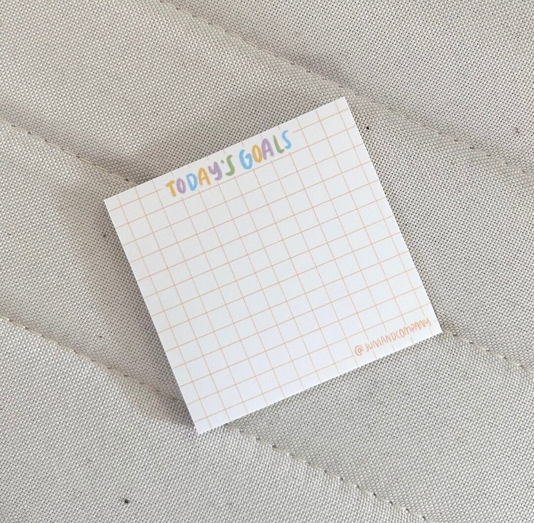 Today's Goals Pastel Sticky Notes - Pastel Grid Lined - Cute Pastel ...
