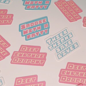 Saddie With a Fatty - Aesthetic Laptop Stickers - Anti Diet Quote ...