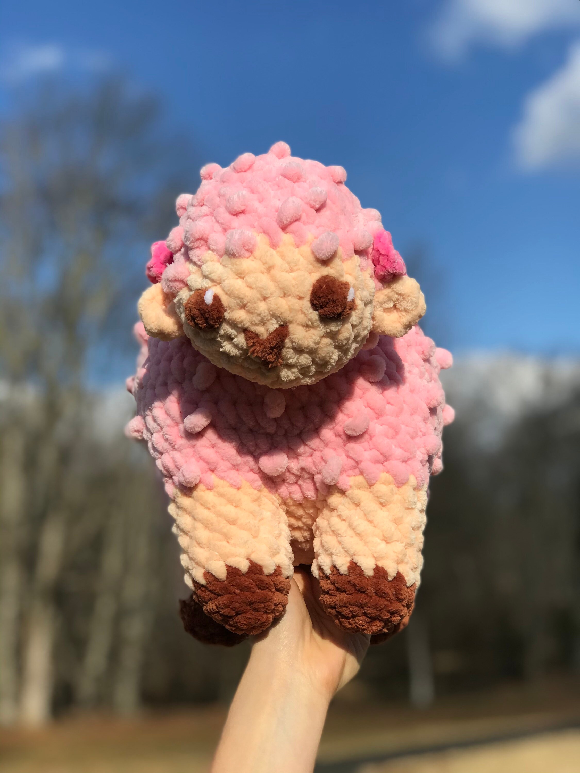 JUMBO Crochet Sheep Plushie, Fluffy Sheep Plush, Fuzzy Sheep Doll ...