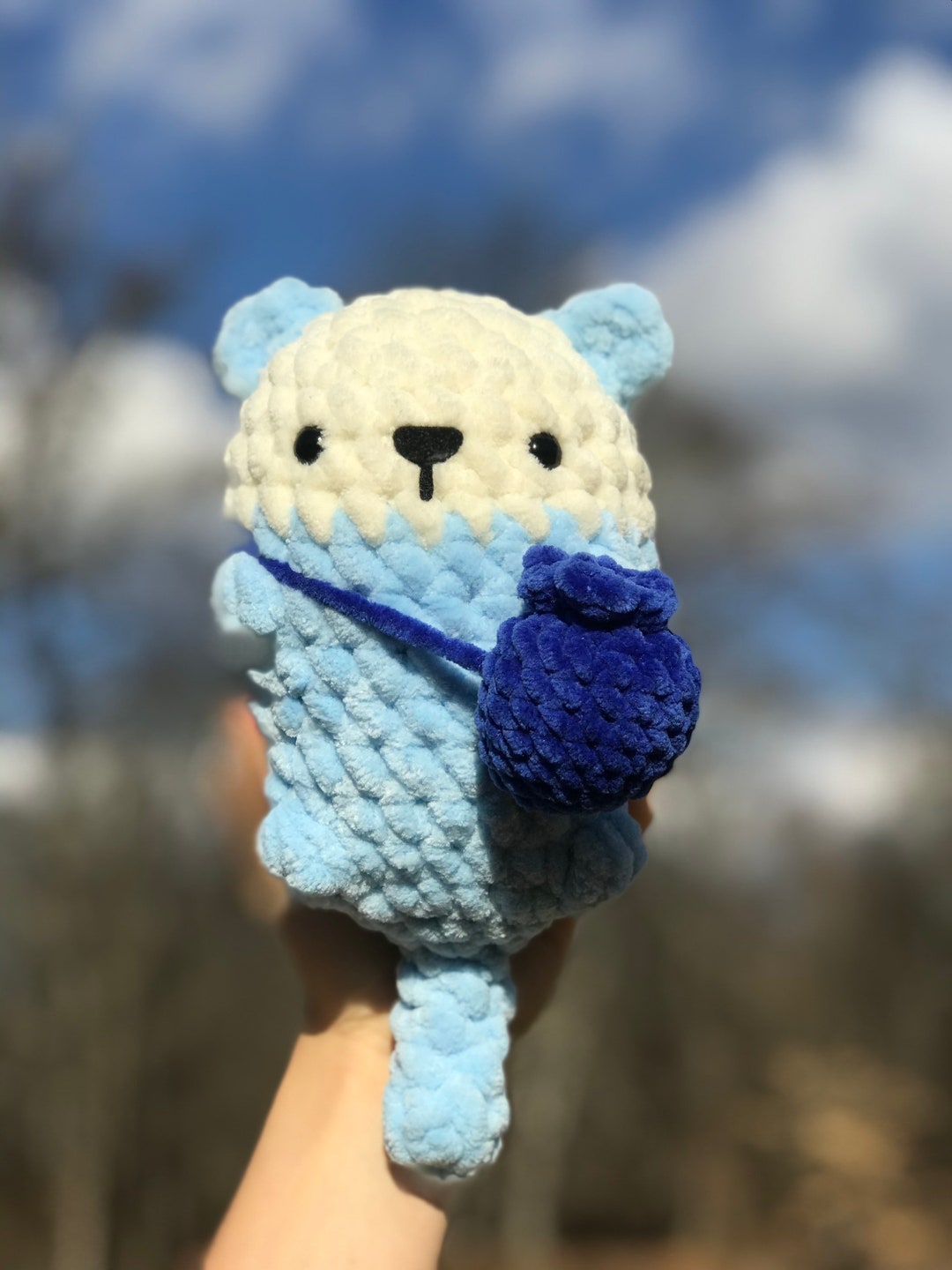 Blueberry Otter Plushie, Handmade Crochet Stuffed Animal, Cute ...