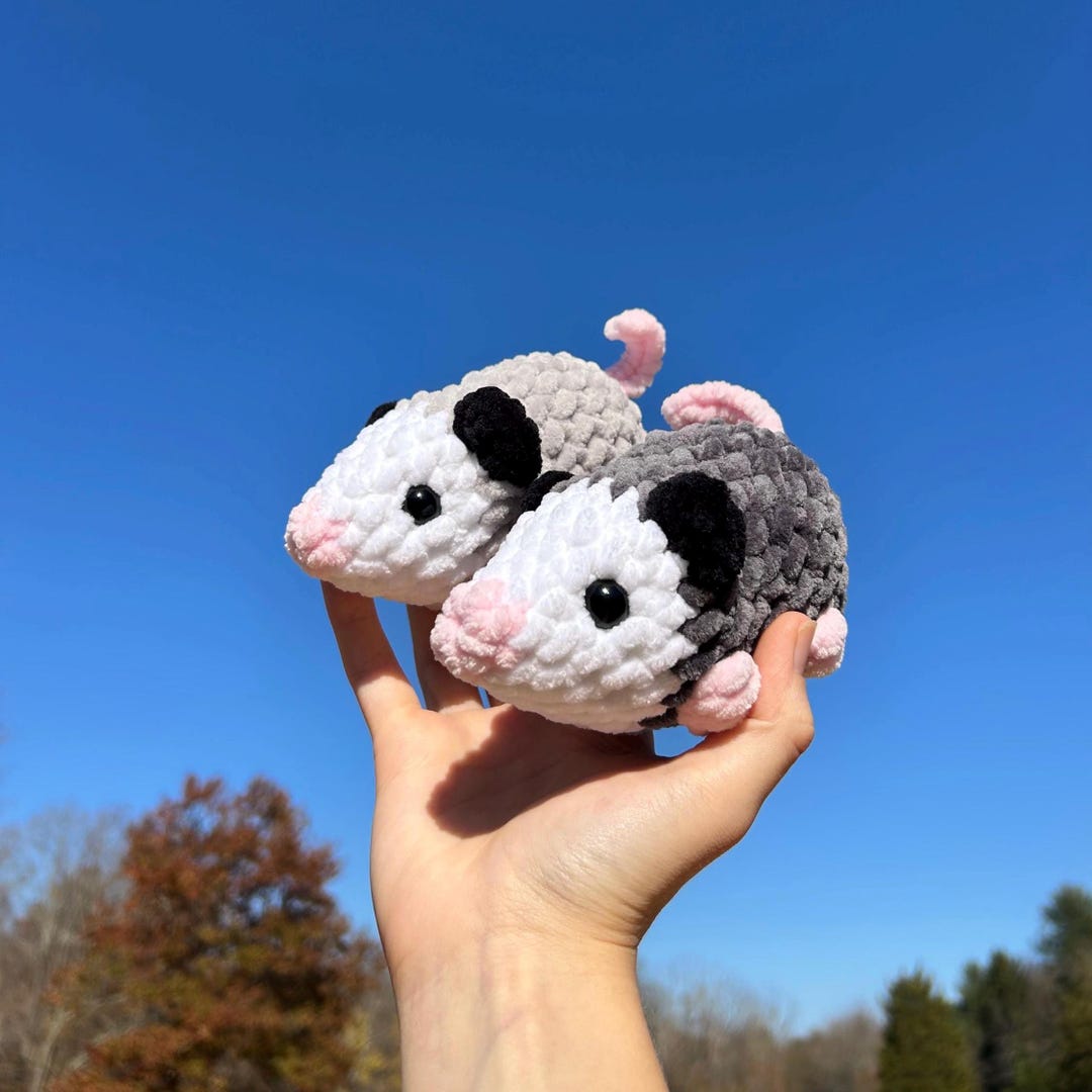 Crochet Opossum Plush, Handmade Cute Critter, Stuffed Animal Stocking ...