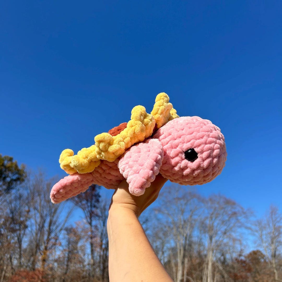 Pink Sea Turtle Plushie, Sunflower Shell Turtle, Handmade Stuffed ...