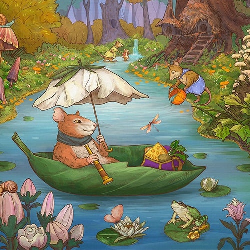 Giclee Whimsical Rat on a Boat Rat Colony Lilypad Mushroom - Etsy