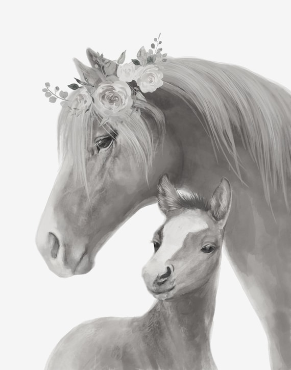 Black Baby With Mom Horses