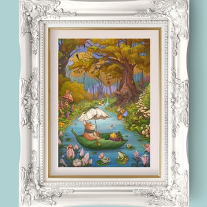 Giclee Whimsical Rat on a Boat Rat Colony Lilypad Mushroom Forest ...
