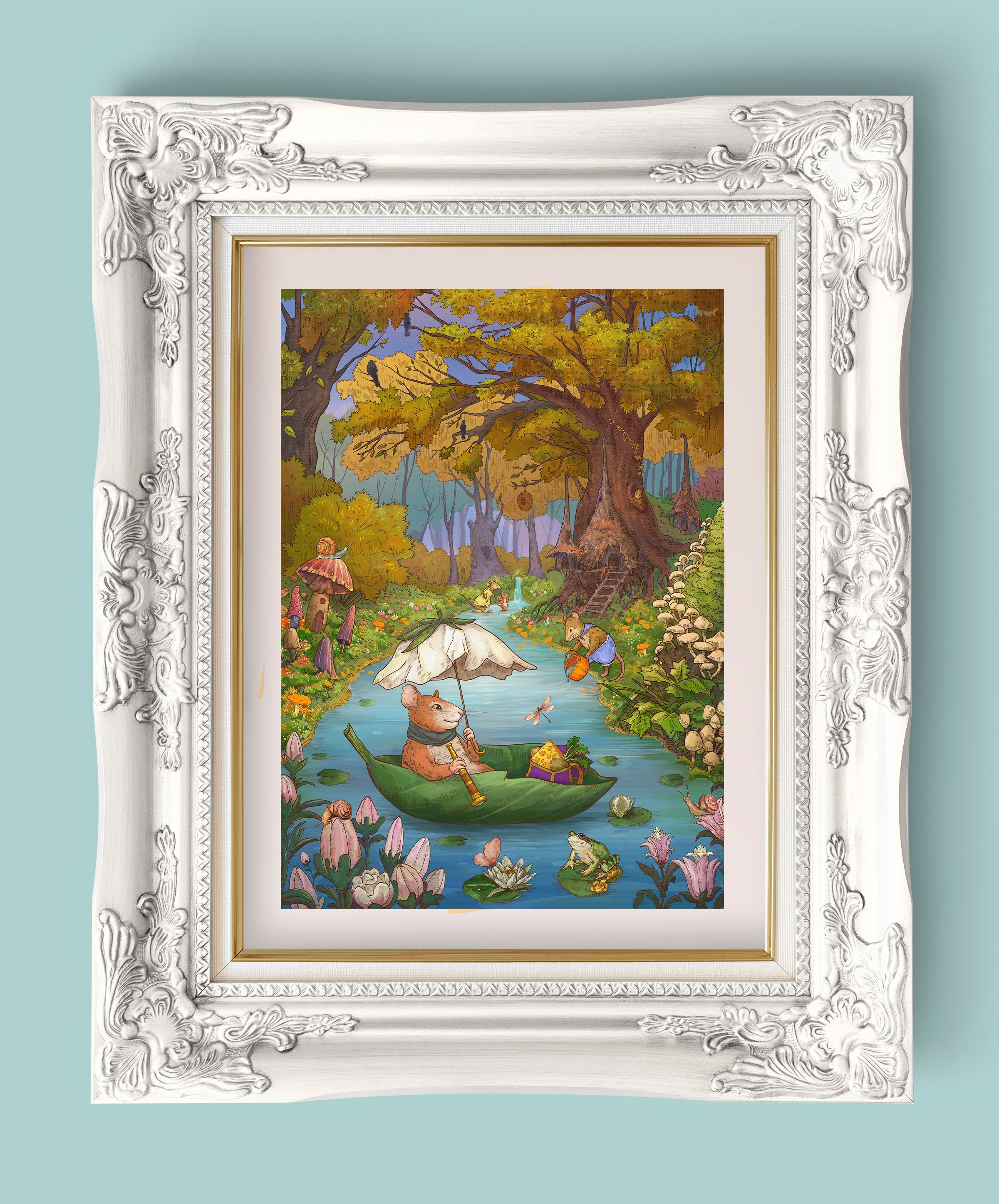 Giclee Whimsical Rat on a Boat Rat Colony Lilypad Mushroom - Etsy