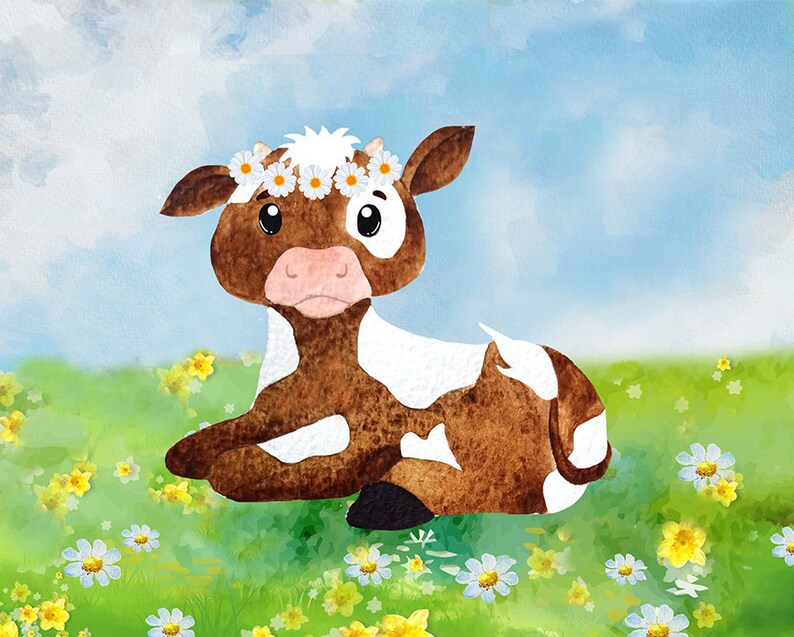 Daisy Cow Art Print - Etsy