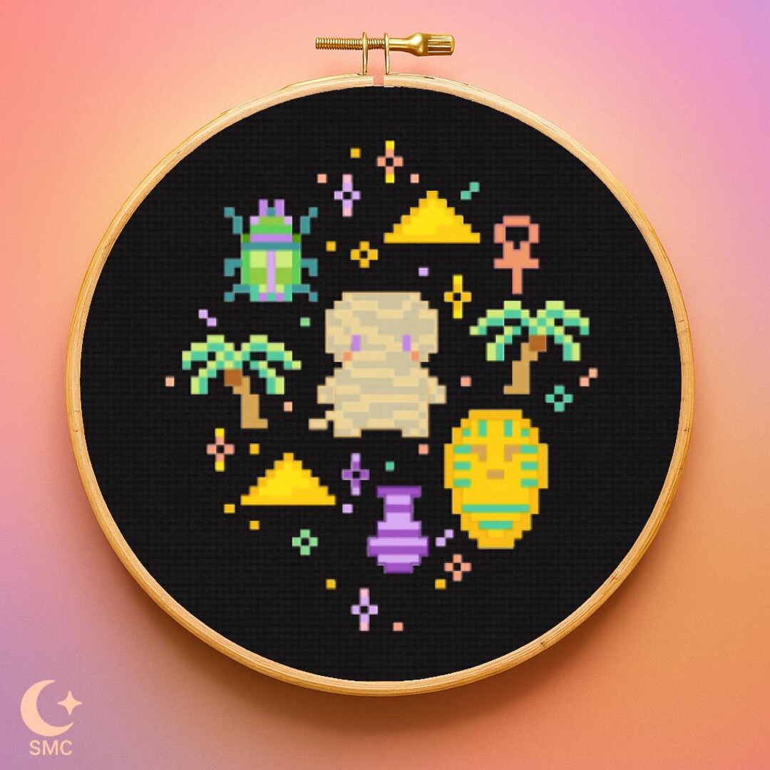 Kawaii Mummy Cross Stitch Pattern, Beginner Halloween PDF (digital ...