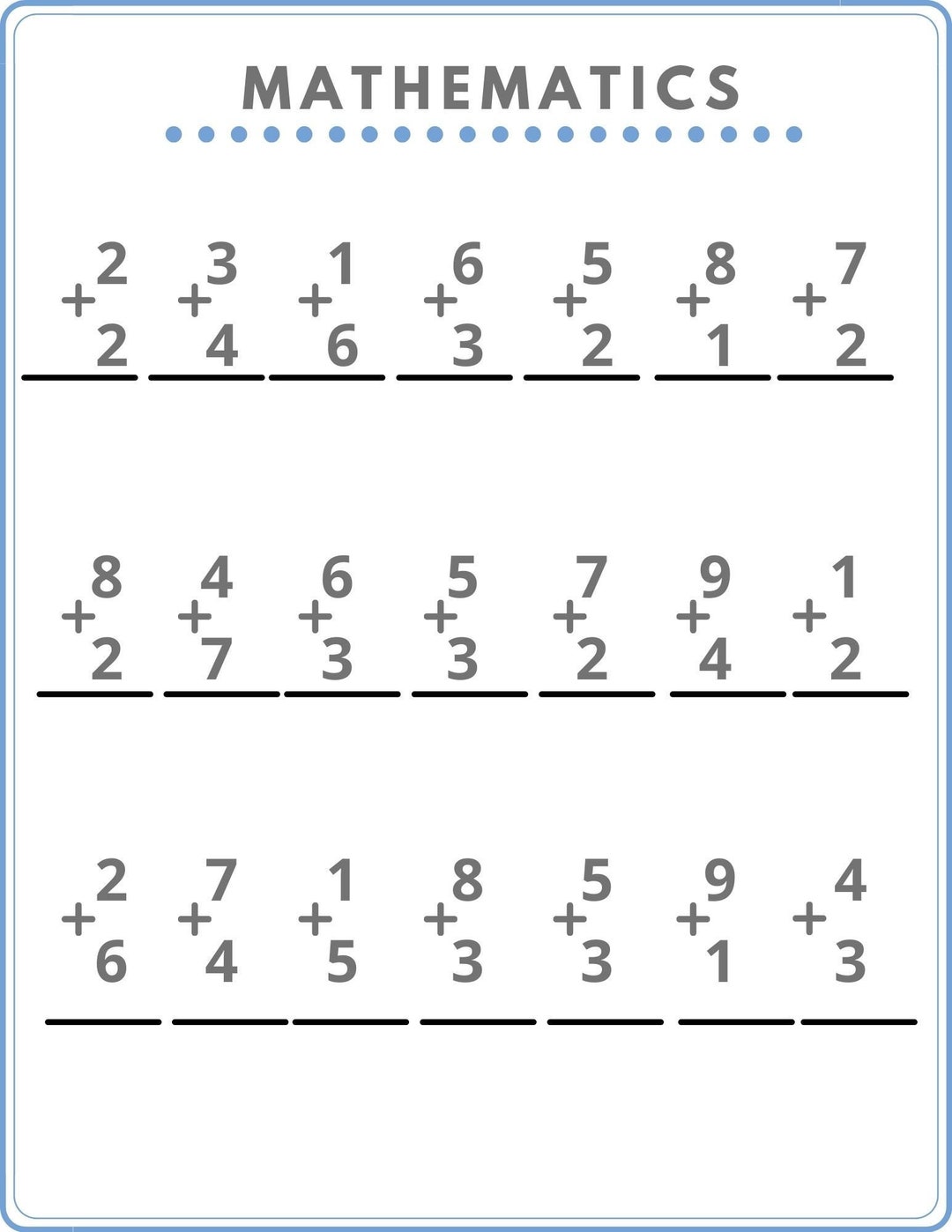 Early Elementary Addition Printable - Etsy