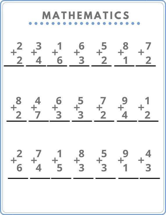 Early Elementary Addition Printable - Etsy