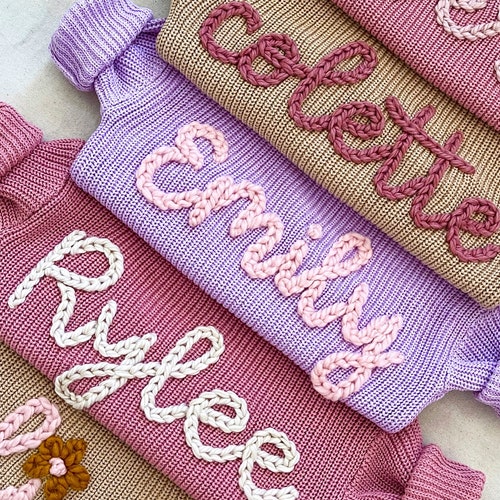 Personalized Oversized Name Kids Sweater /hand Embroidered - Etsy