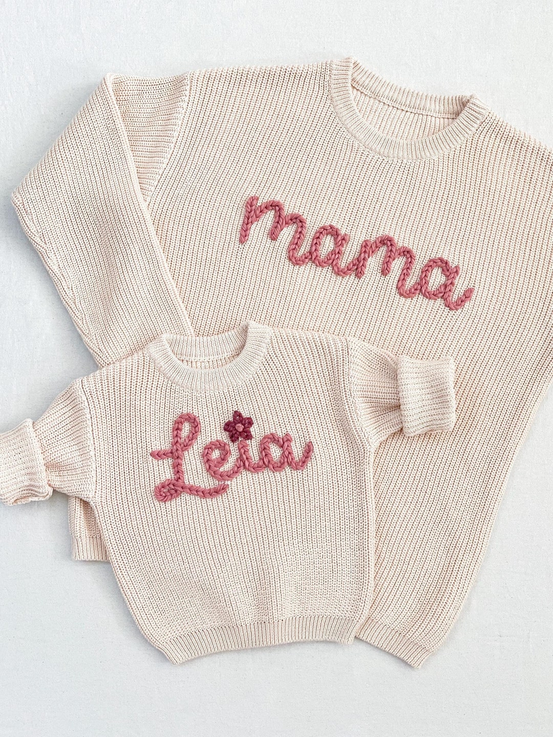 ADULT WOMENS Personalized Hand Embroidered Custom Name Knit Sweater ...