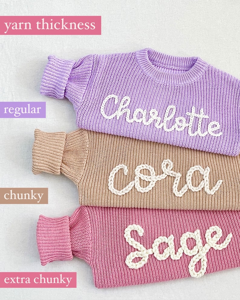 ADULT WOMENS Personalized Hand Embroidered Custom Name Knit Sweater ...