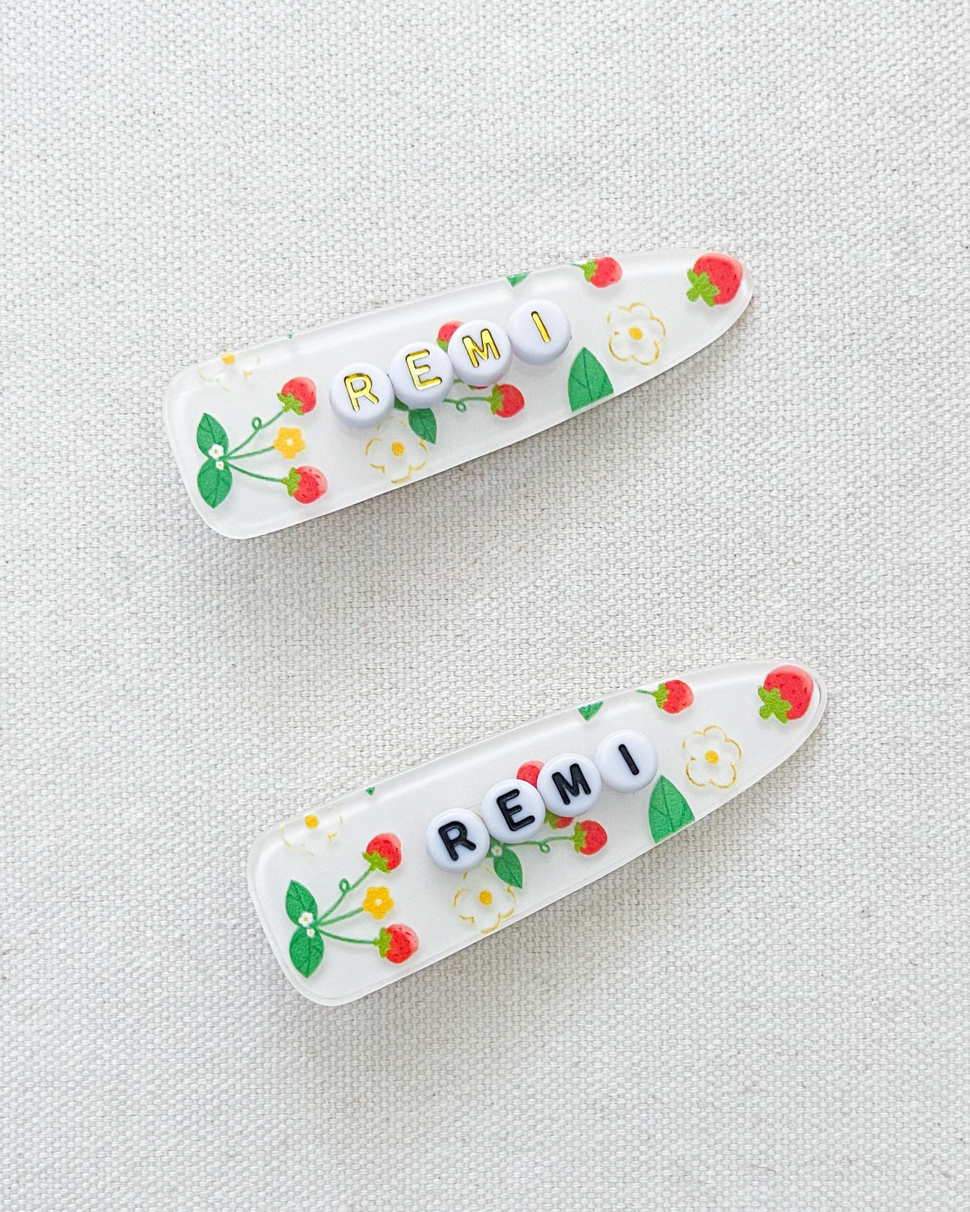 Personalized Name Custom Floral Print Hair Clips Accessory for Kids ...