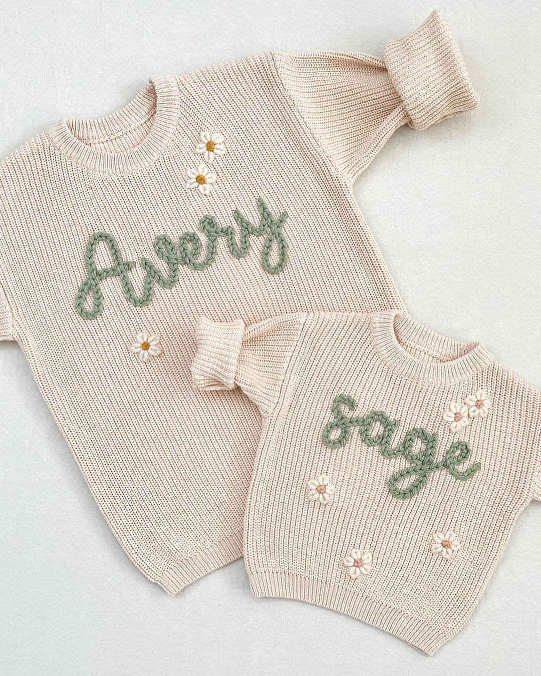BIG KIDS Personalized Hand Embroidered Custom Name Knit Sweater Jumper ...