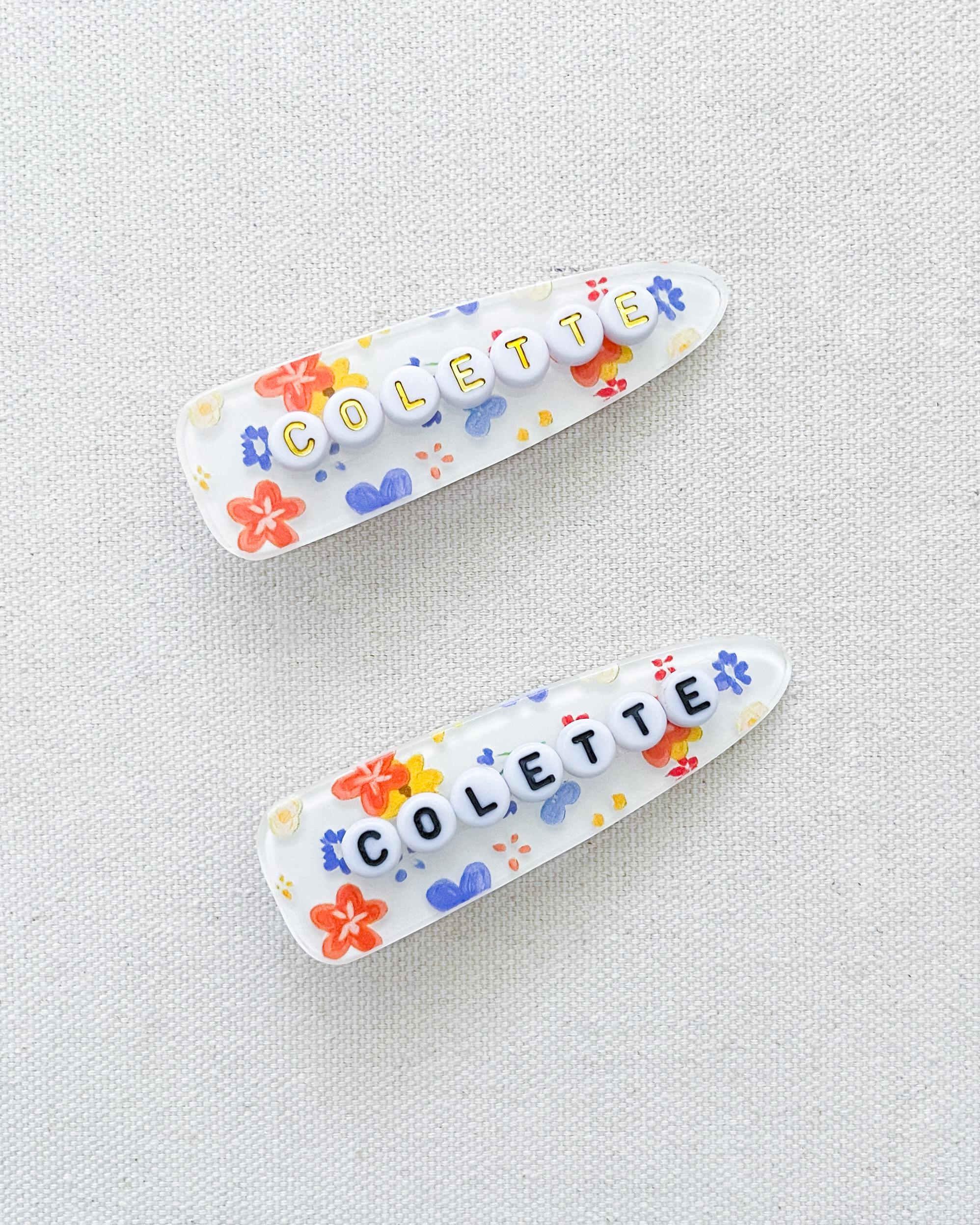 Personalized Name Custom Floral Print Hair Clips Accessory for Kids ...