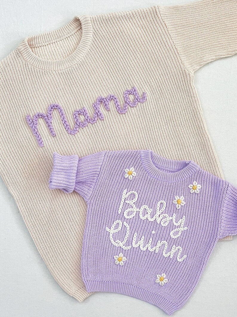 ADULT WOMENS Personalized Hand Embroidered Custom Name Knit Sweater ...