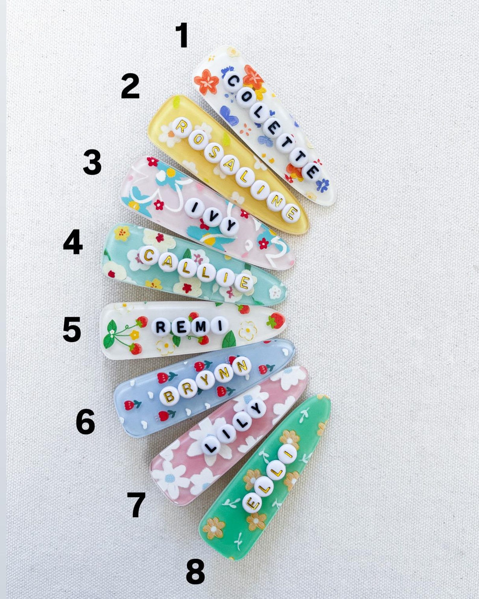 Personalized Name Custom Floral Print Hair Clips Accessory for Kids ...