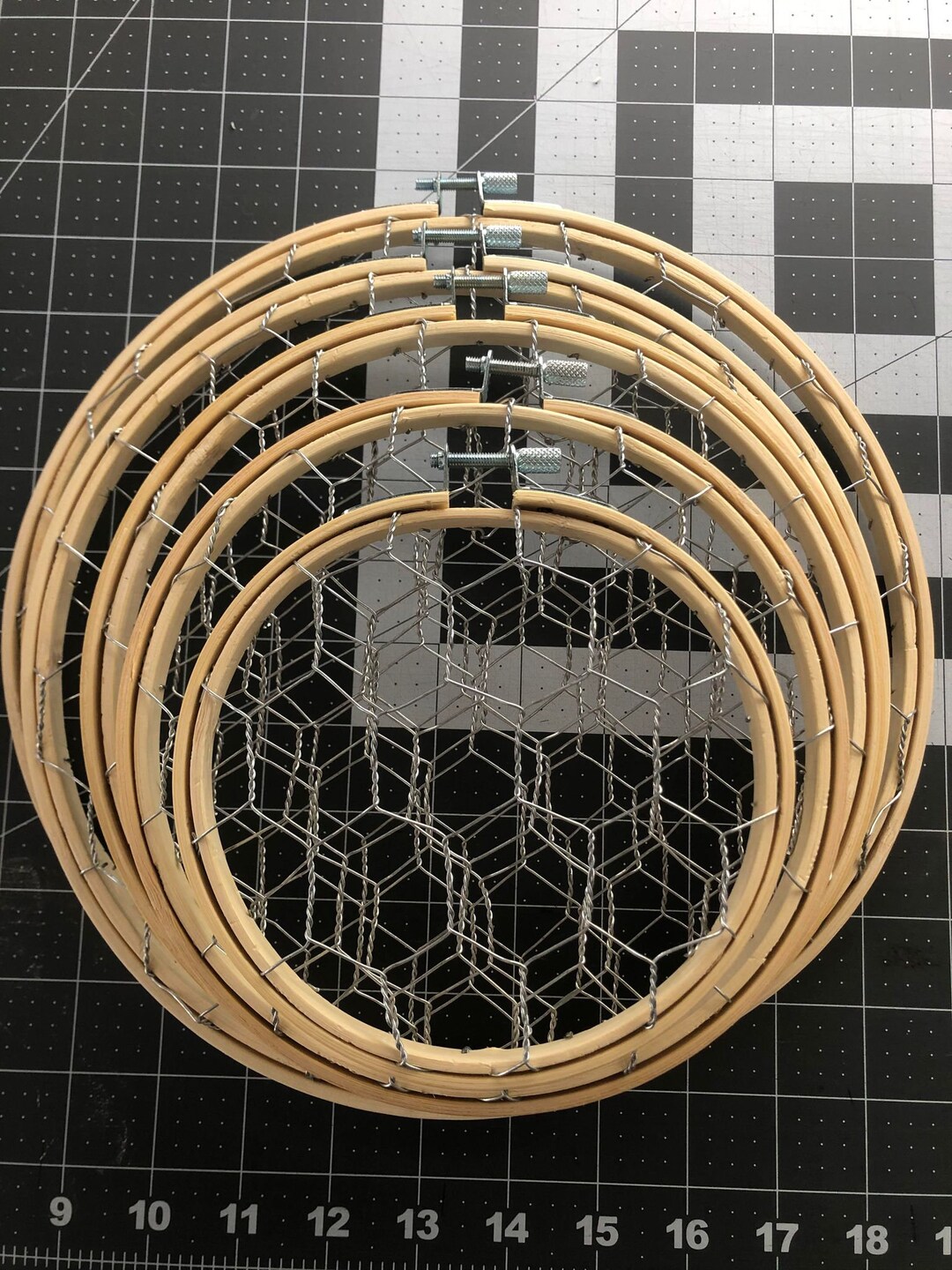Blank Chicken Wire Embroidery Hoop SET Sizes 5,7,8,9 and 10 Inch Hoops ...