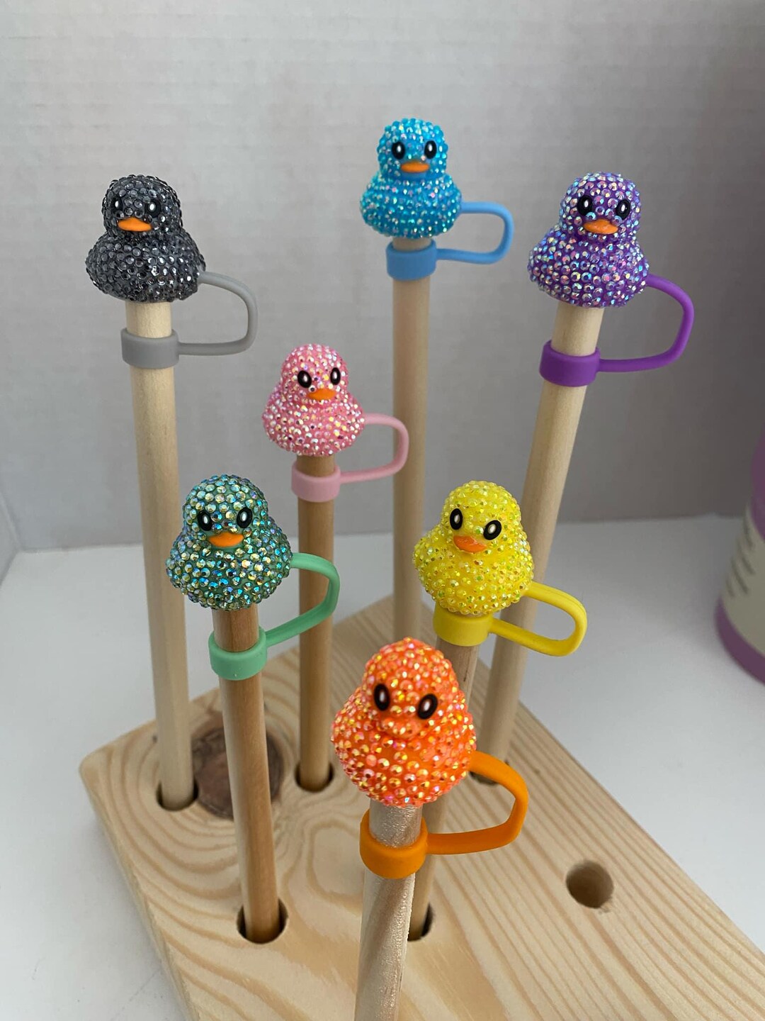Bling Rubber Duck Straw Toppers Straw Cover Cap 7 Colors to Choose From ...