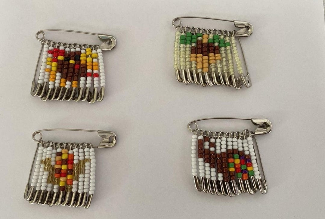 Beaded Safety Pins Brooch Fall Thanksgiving Autumn Pins SET of All 4 ...