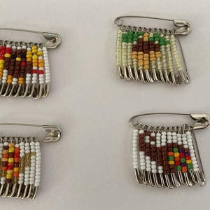 Beaded Safety Pins Brooch Fall Thanksgiving Autumn Pins SET of All 4 ...